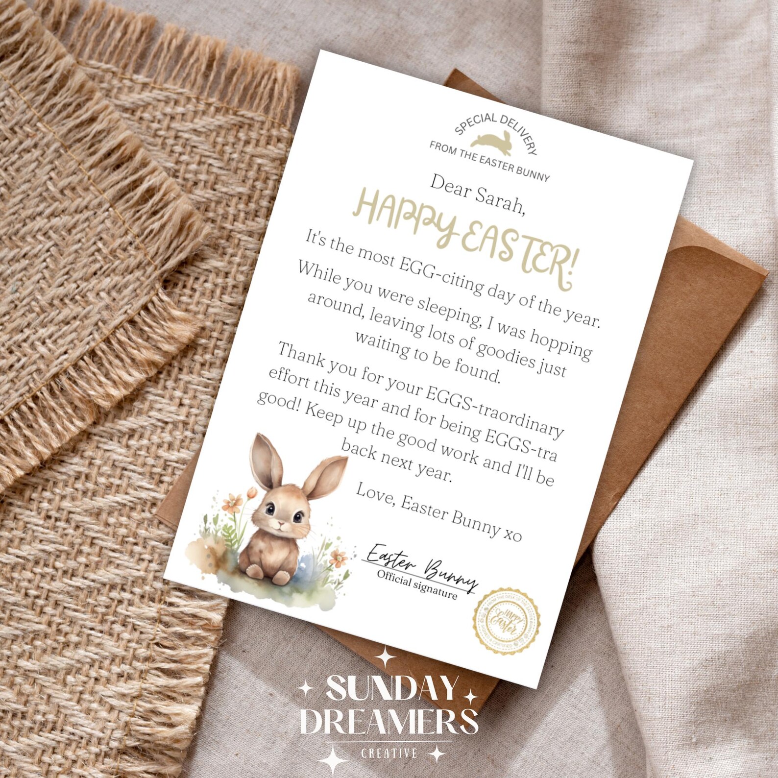 Editable Letter From the Easter Bunny, Instant Download, Kids Easter ...