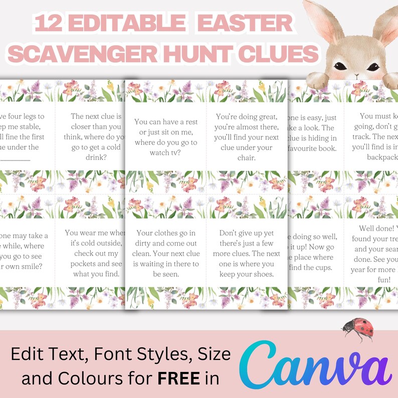 Printable Easter Scavenger Hunt Clues, Instant Download, 12 Easter Egg ...
