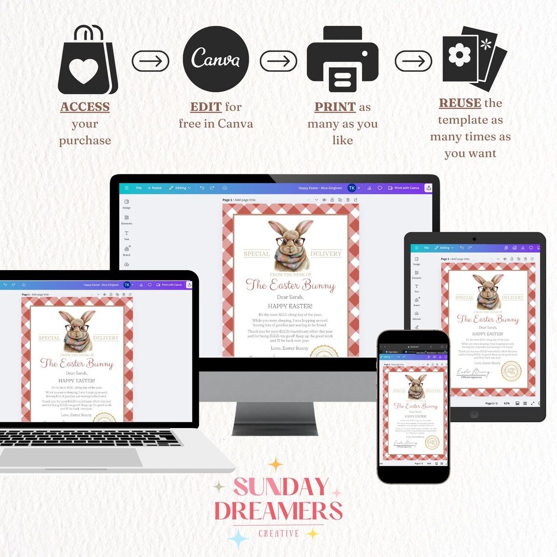 Editable Letter From the Easter Bunny, Instant Download, Kids Easter ...