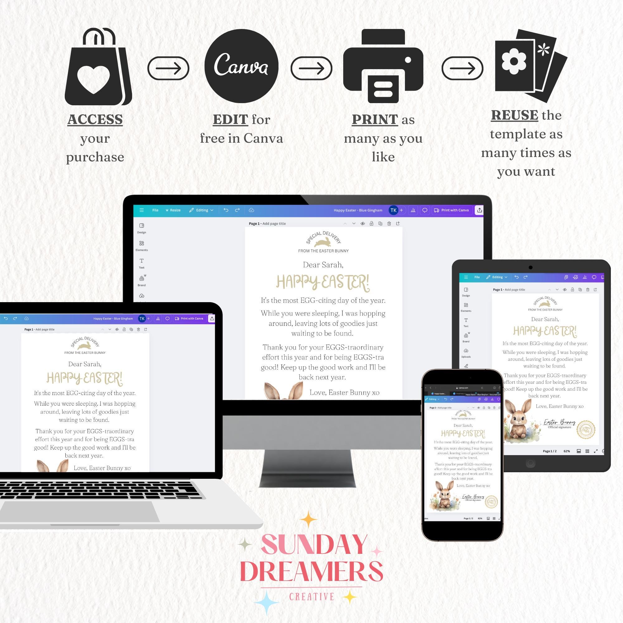 Editable Letter From the Easter Bunny, Instant Download, Kids Easter ...