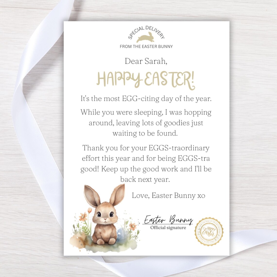 Editable Letter From the Easter Bunny, Instant Download, Kids Easter ...