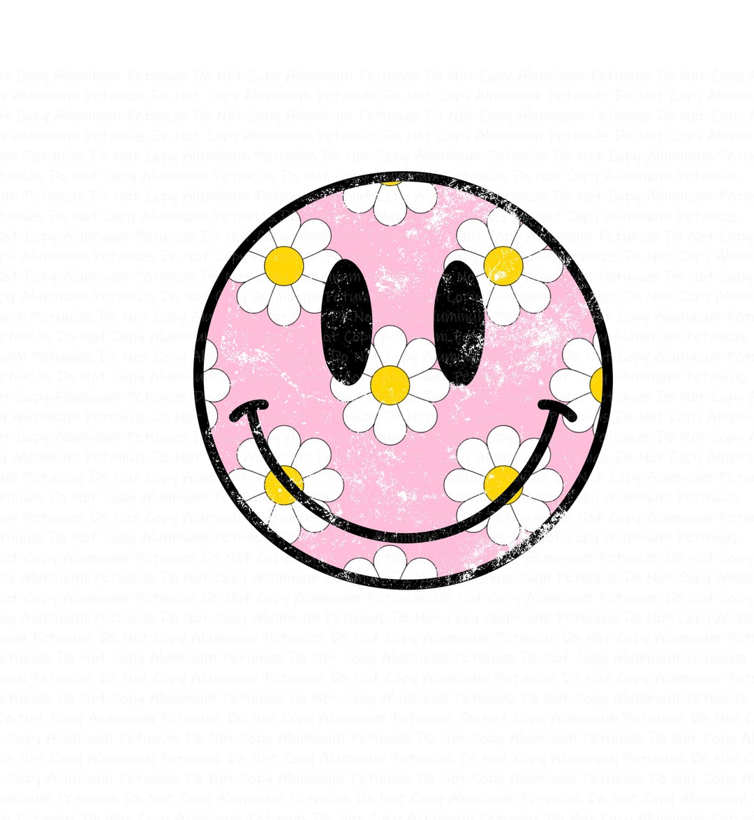 Smiley Pink Daisy DTF direct to Film Transfers, Smiley DTF Transfer ...