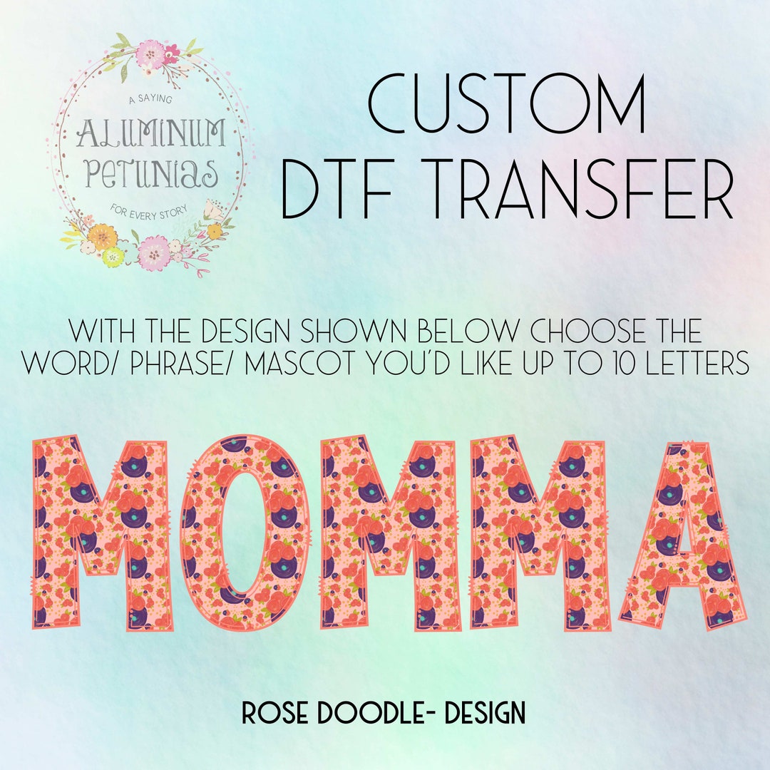 Custom Word DTF Transfer, Custom DTF, Ready to Press-choose Your Word ...