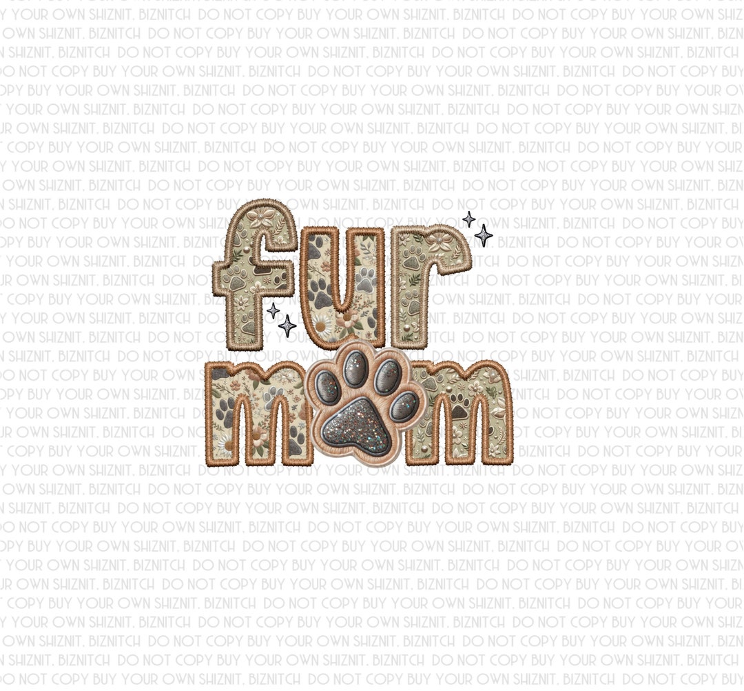 Fur Mom Embroidered Dog Breed DTF direct to Film Transfers, Approved ...