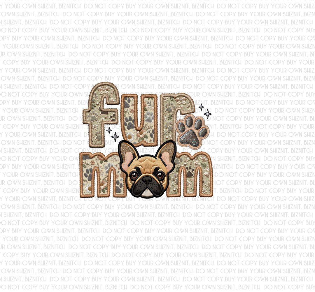 Frenchie Fawn Embroidered Dog Breed DTF direct to Film Transfers ...