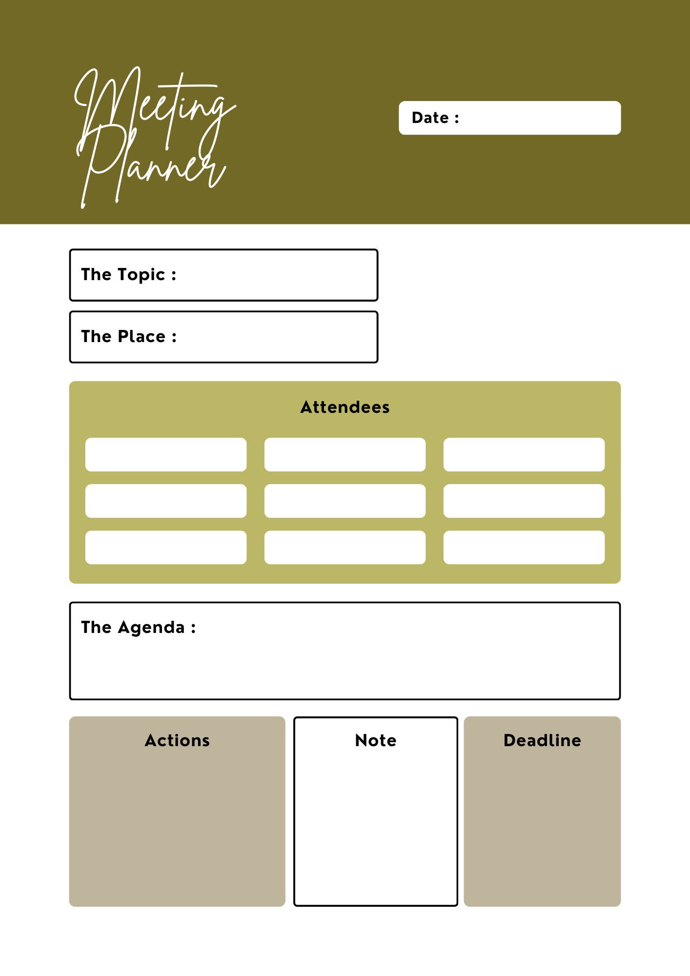Modern Illustration Meeting Planner, Meeting Agenda Printable, Meeting ...