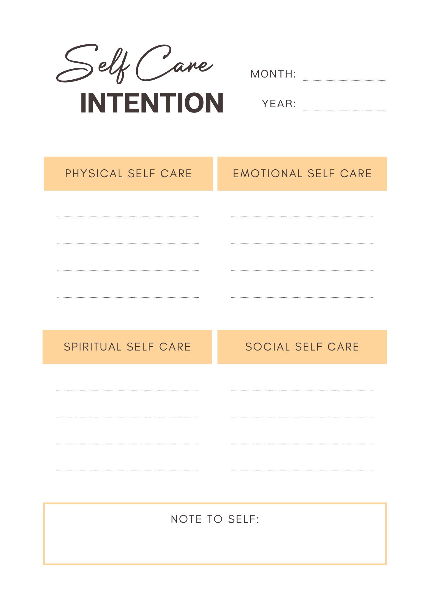 Self Care Planner, Self Care Checklist, Self Love Checklist, Daily Self ...