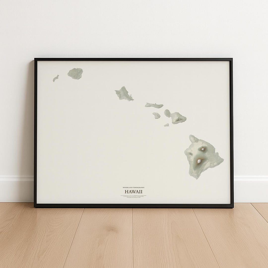 Hawaii Topographic Map Poster | Minimalist Topography Map Fine Art ...