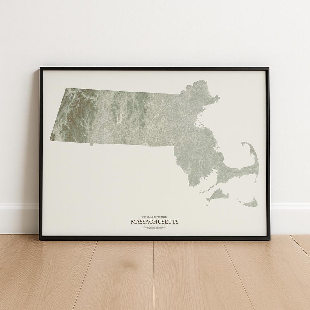 Massachusetts Topographic Map: Cartographer-designed Giclée Art Print ...