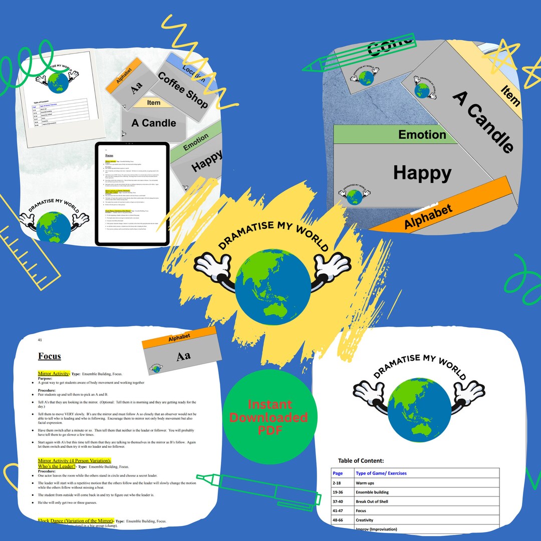DRAMATISE MY WORLD, Printable Flash Cards, Instant Download, Games ...