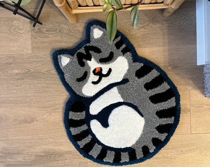 Cat Carpet Fluffy Rug Kitty Carpet Rectangle Pink, White and Black Cute ...