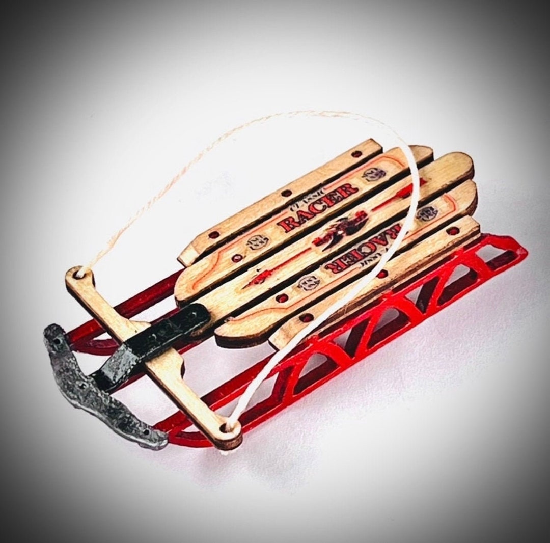 Handmade Miniature Christmas Sled Ornament: 3D Printed Metal & Wood - Etsy