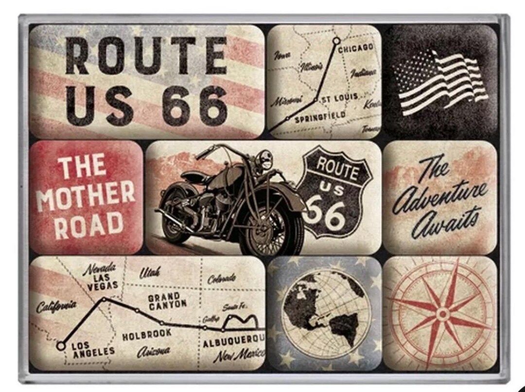 Route 66 Retro Fridge Magnets 9 Pcs. - Etsy