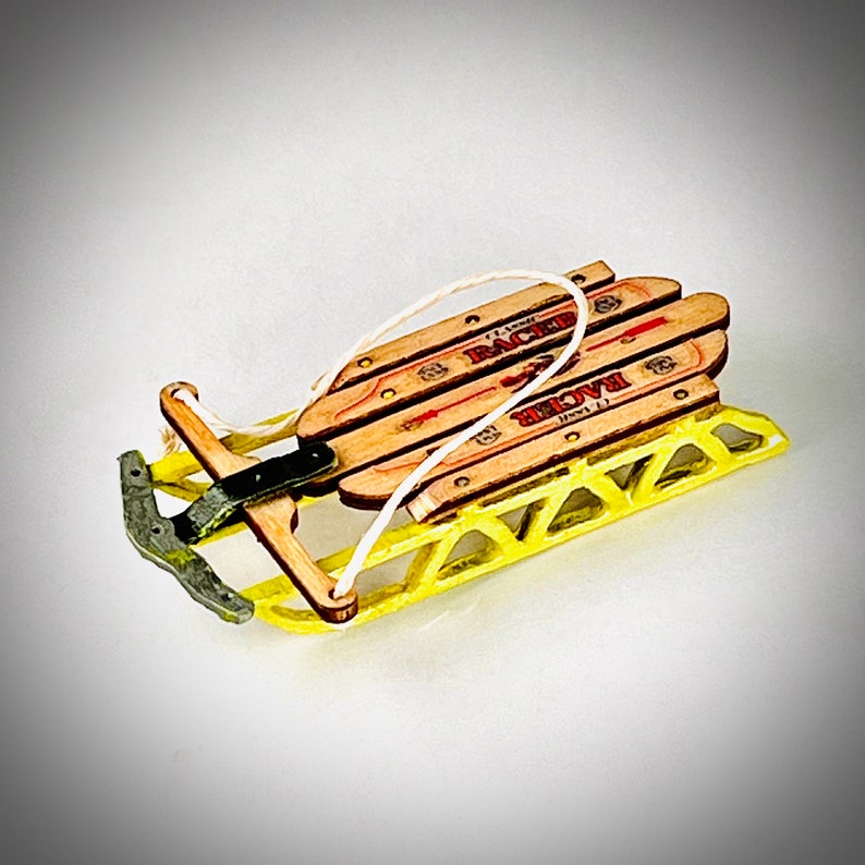 Handmade Miniature Christmas Sled Ornament: 3D Printed Metal & Wood - Etsy