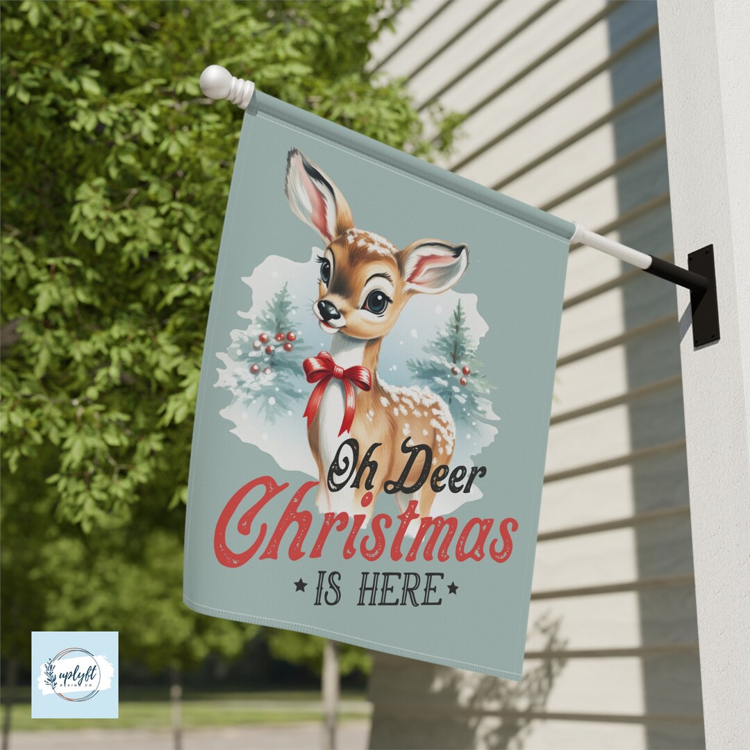 Oh Deer Christmas is Here Retro Christmas Garden Flag & House - Etsy
