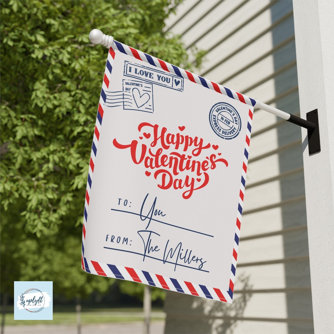 Personalized Valentines Day Garden Flag, Valentines Day Outdoor Home ...