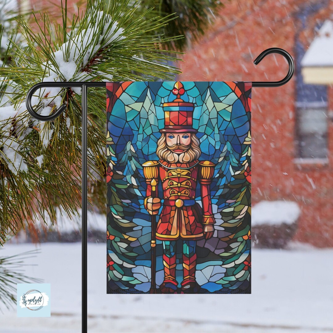 Stained Glass Nutcracker Christmas Garden Flag & House Flag, Garden Art ...
