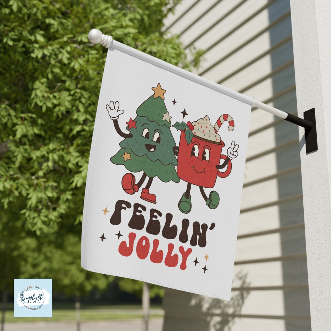 Feelin Jolly Retro Christmas House Flag & Garden Flag Cute - Etsy
