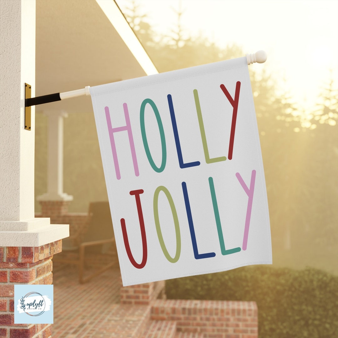 Holly Jolly Colorful Christmas Flag Christmas Garden Flag - Etsy