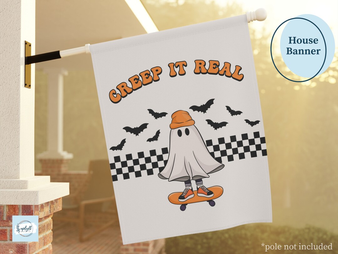 Creep It Real Ghost Halloween Garden Flag Halloween Flag Retro ...