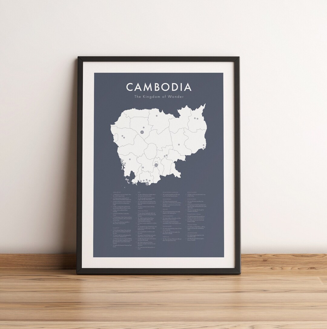 Cambodia Print | Cambodia Map | Cambodia Bucketlist | Cambodia Poster ...
