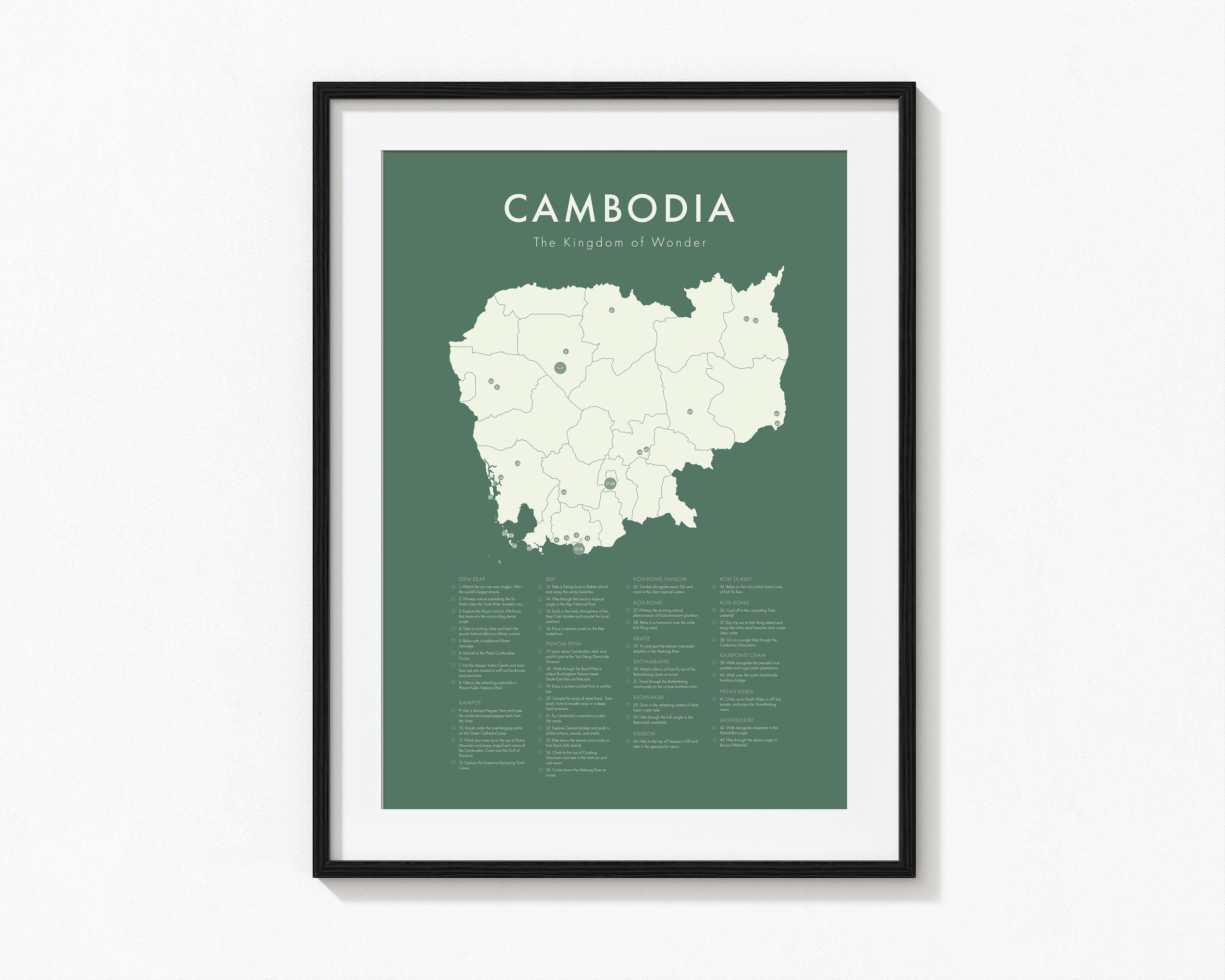 Cambodia Print | Cambodia Map | Cambodia Bucketlist | Cambodia Poster ...
