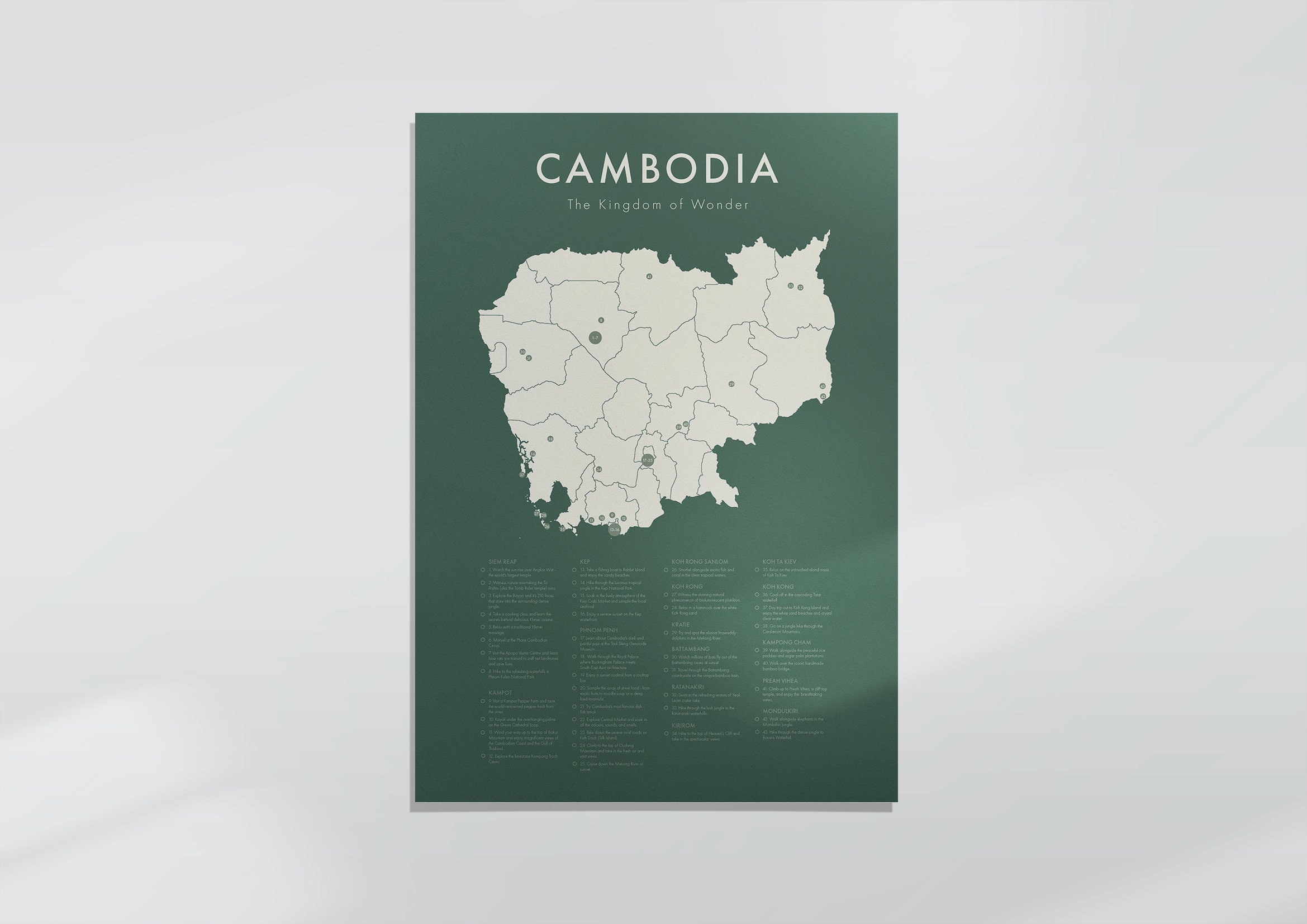 Cambodia Print | Cambodia Map | Cambodia Bucketlist | Cambodia Poster ...