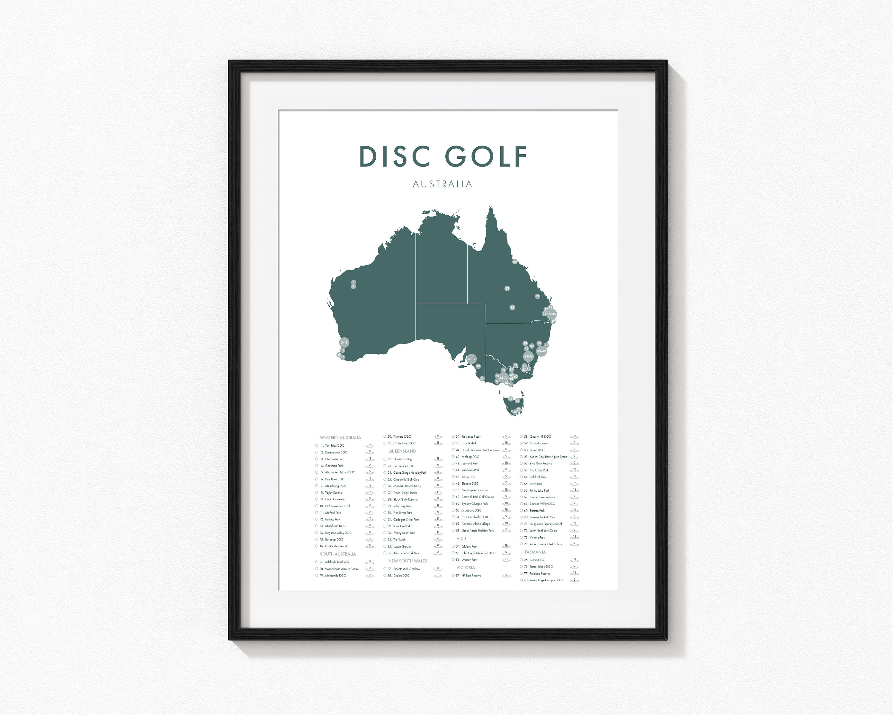 Disc Golf Australia Checklist Poster, Disc Golf Bucketlist Print ...
