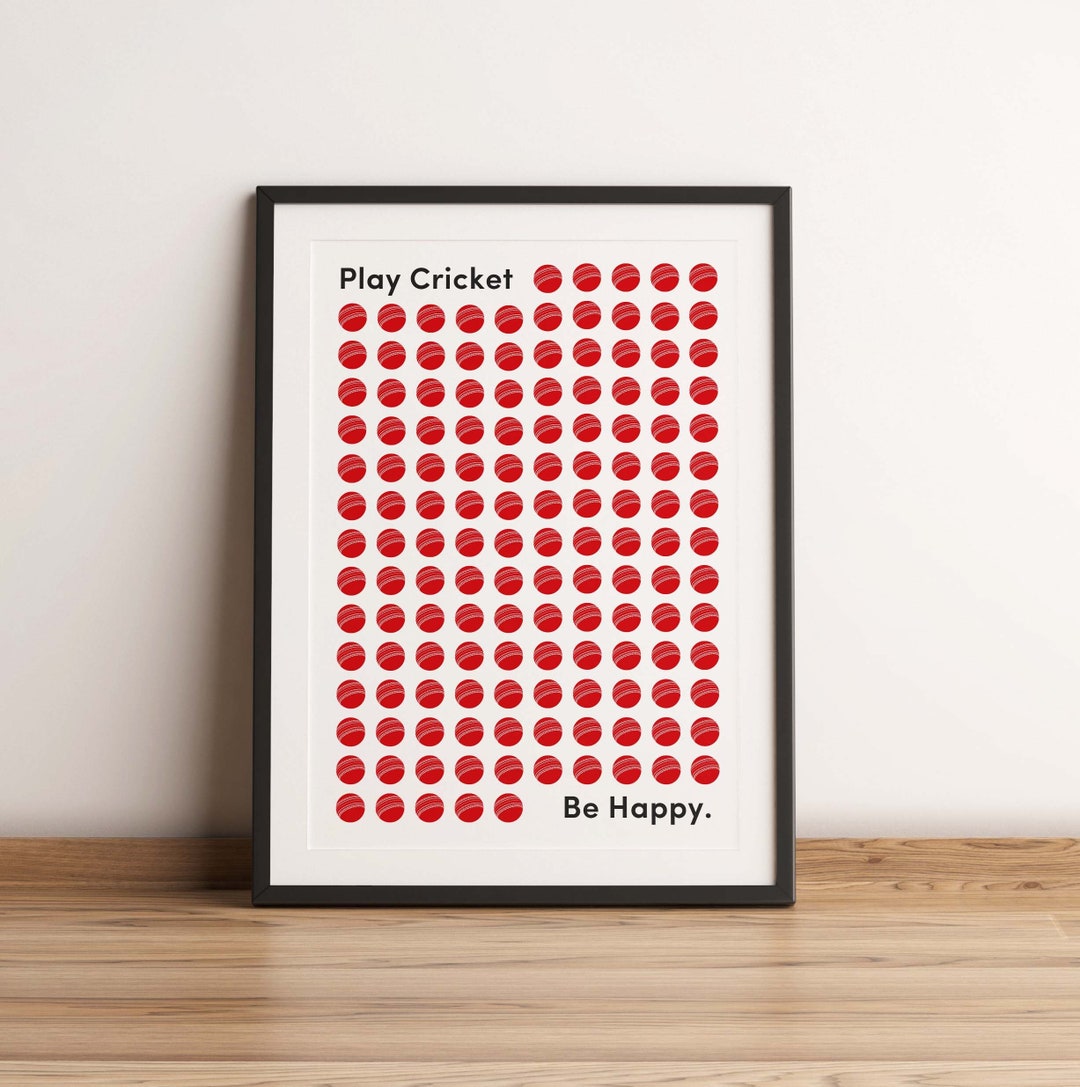 Play Cricket Be Happy, Cricket Print, Cricket Wall Art, Cricket Poster ...