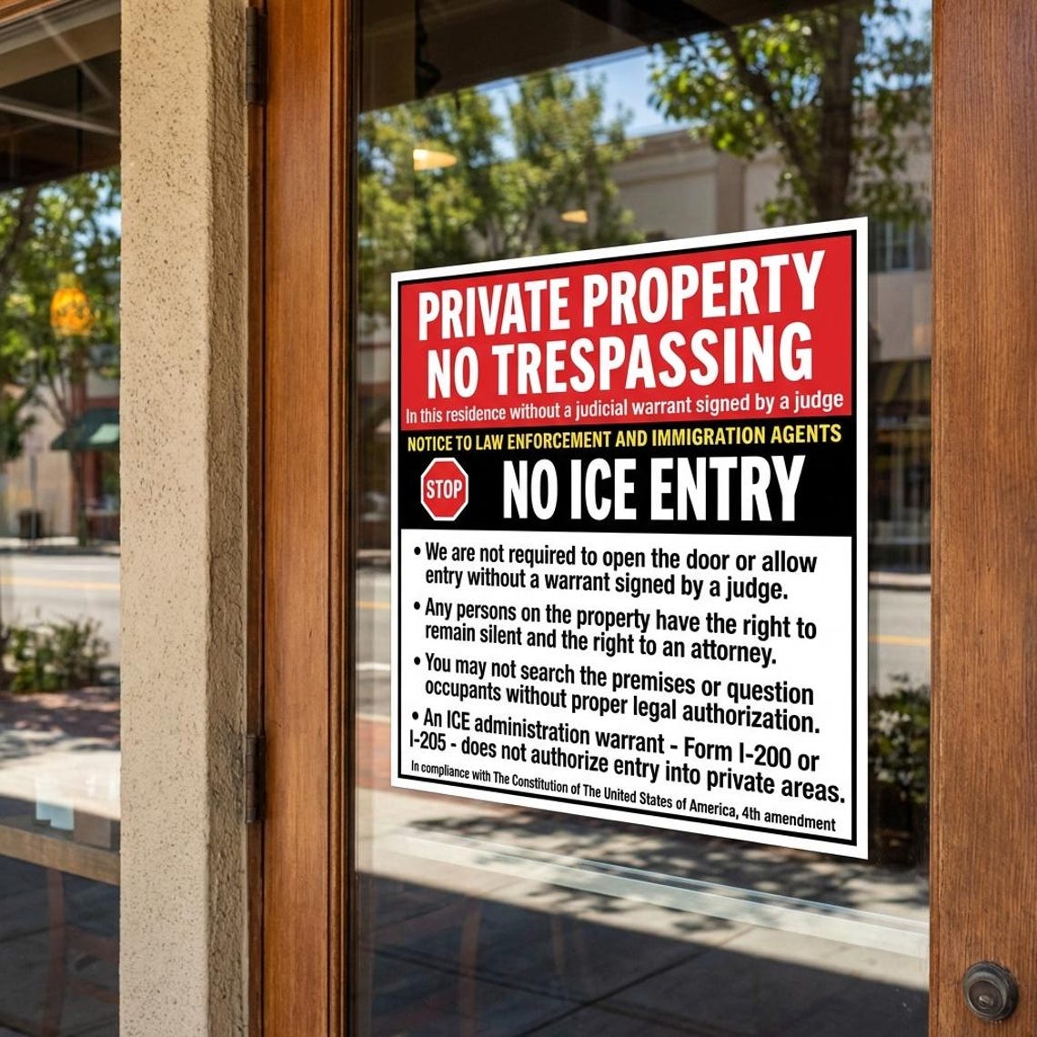 Know Your Rights Door Sign | No Warrant No Entry Decal | 4th Amendment ...