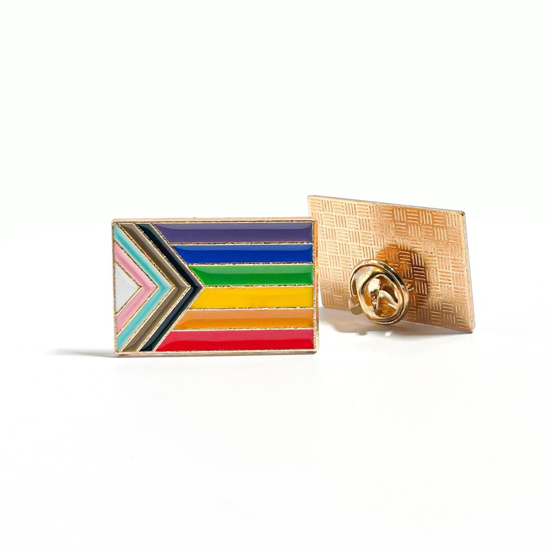 Progress Pride Flag 1" Enamel Pin – LGBTQ+ Rainbow Badge for Gay ...