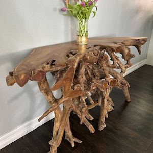 Teak Root Console Table – Driftwood Entryway Table - One of a Kind - Etsy