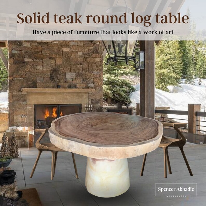 Pedestal Round-log Live Edge Dining Table - Etsy