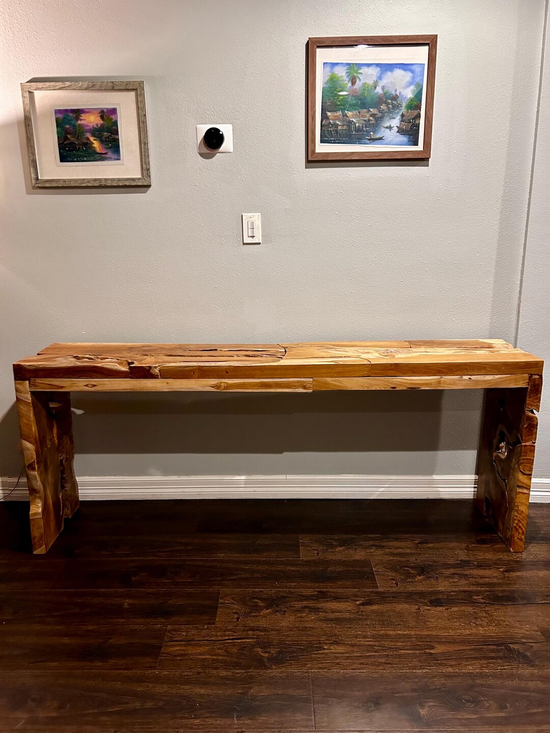 Teak Root Dining Table With Round Tempered Glass - Etsy