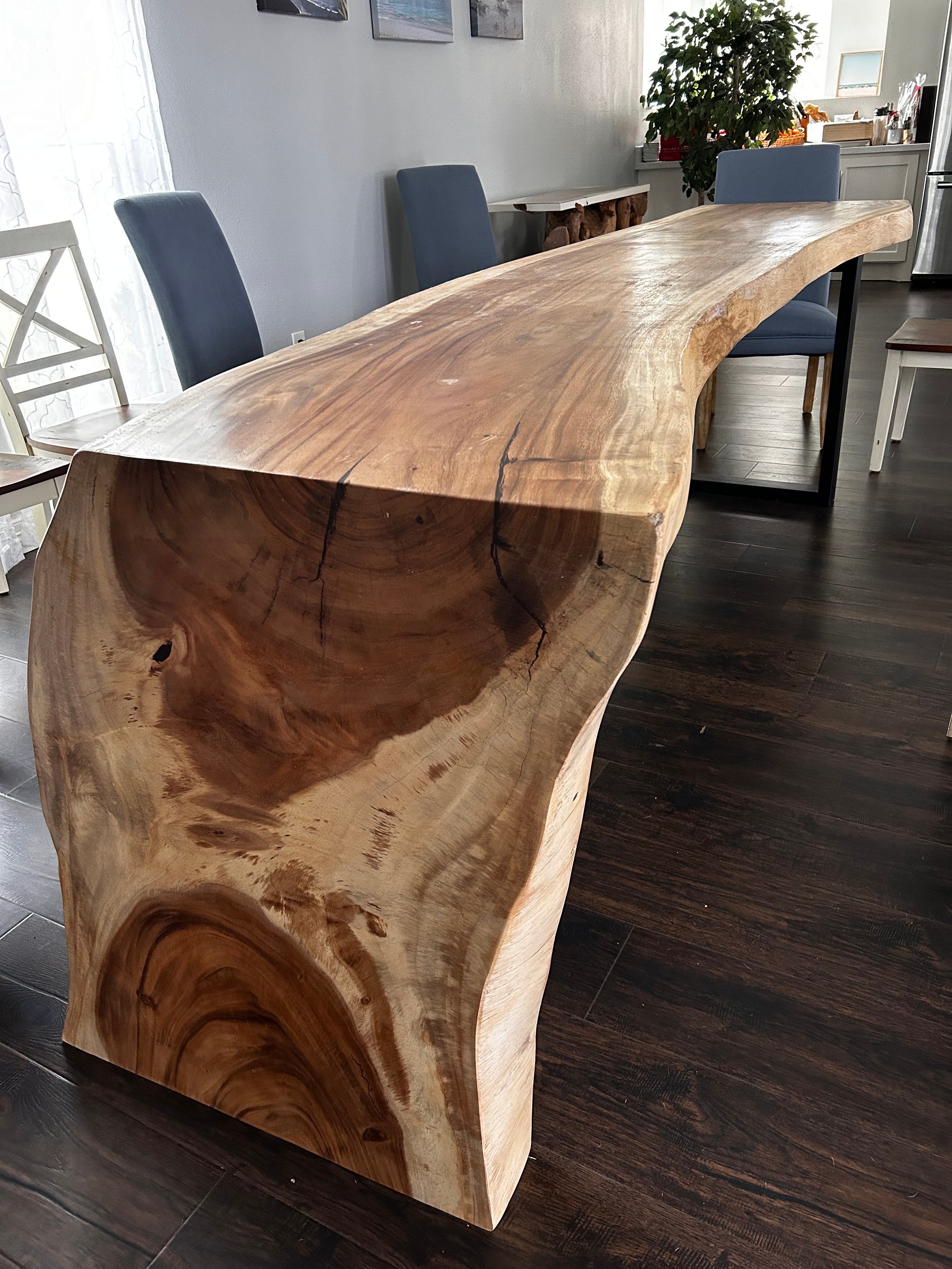 Rustic Live Edge Dining Table With Stunning Waterfall Leg Design Etsy