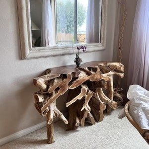 Teak Root Console Table - Driftwood Entryway Table - Etsy