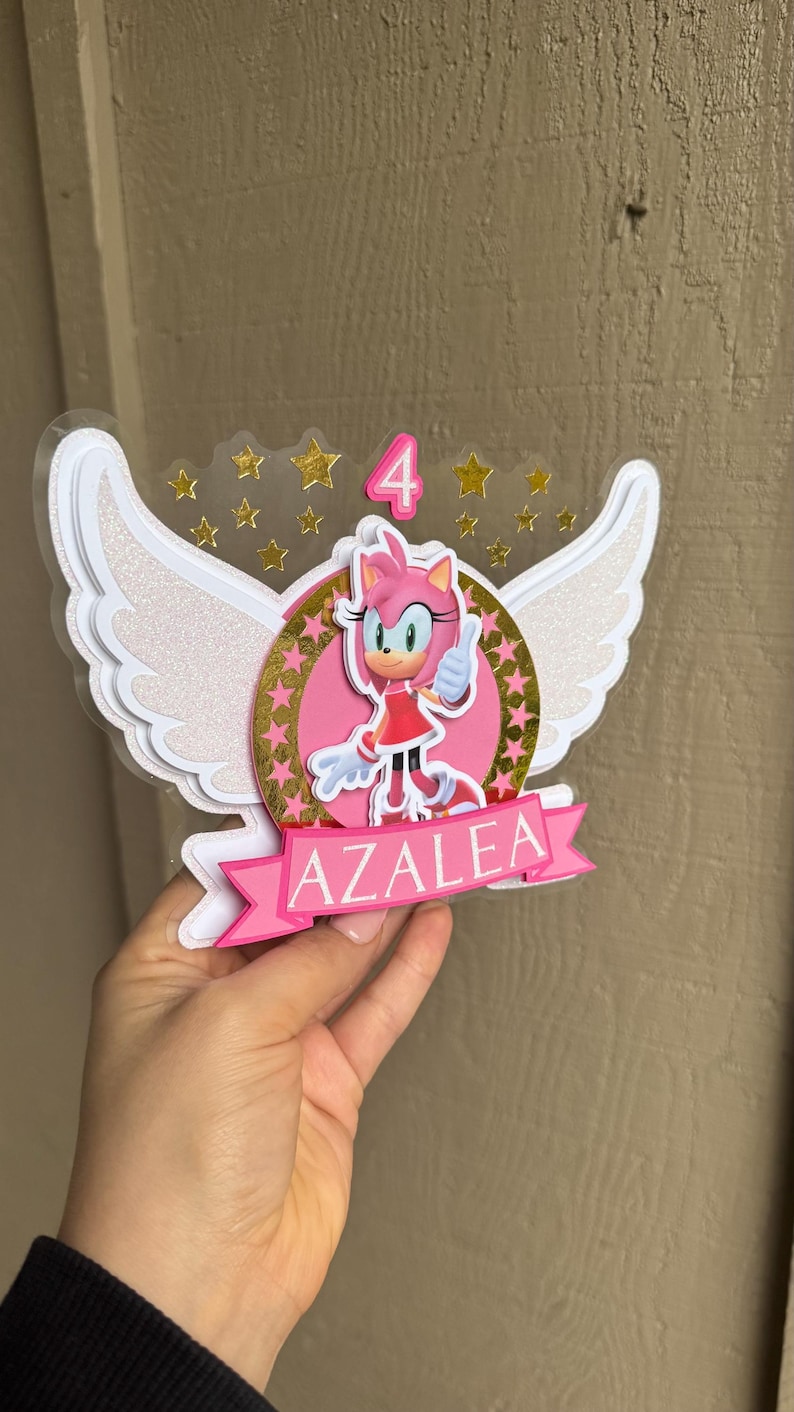 Amy Rose the Hedgehog Cake Topper, Sonic Amy Theme Birthday Party ...