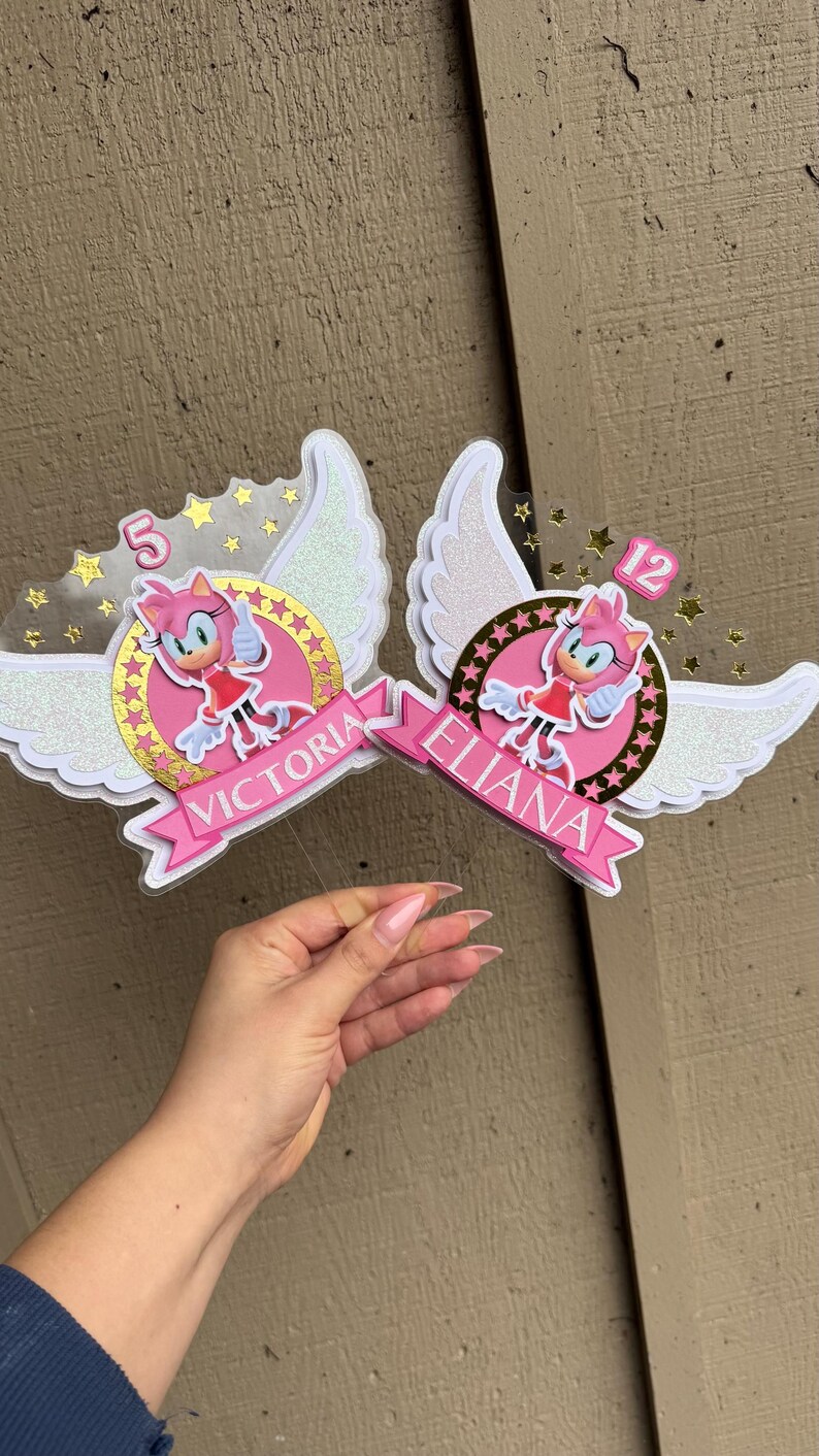 Amy Rose the Hedgehog Cake Topper, Sonic Amy Theme Birthday Party ...