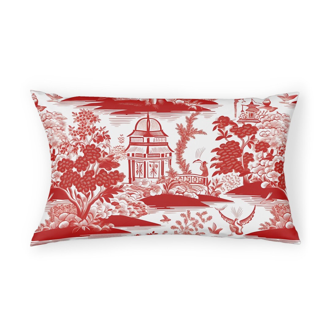 Classic Red White Chinoiserie Print Pillow Sham European - Etsy