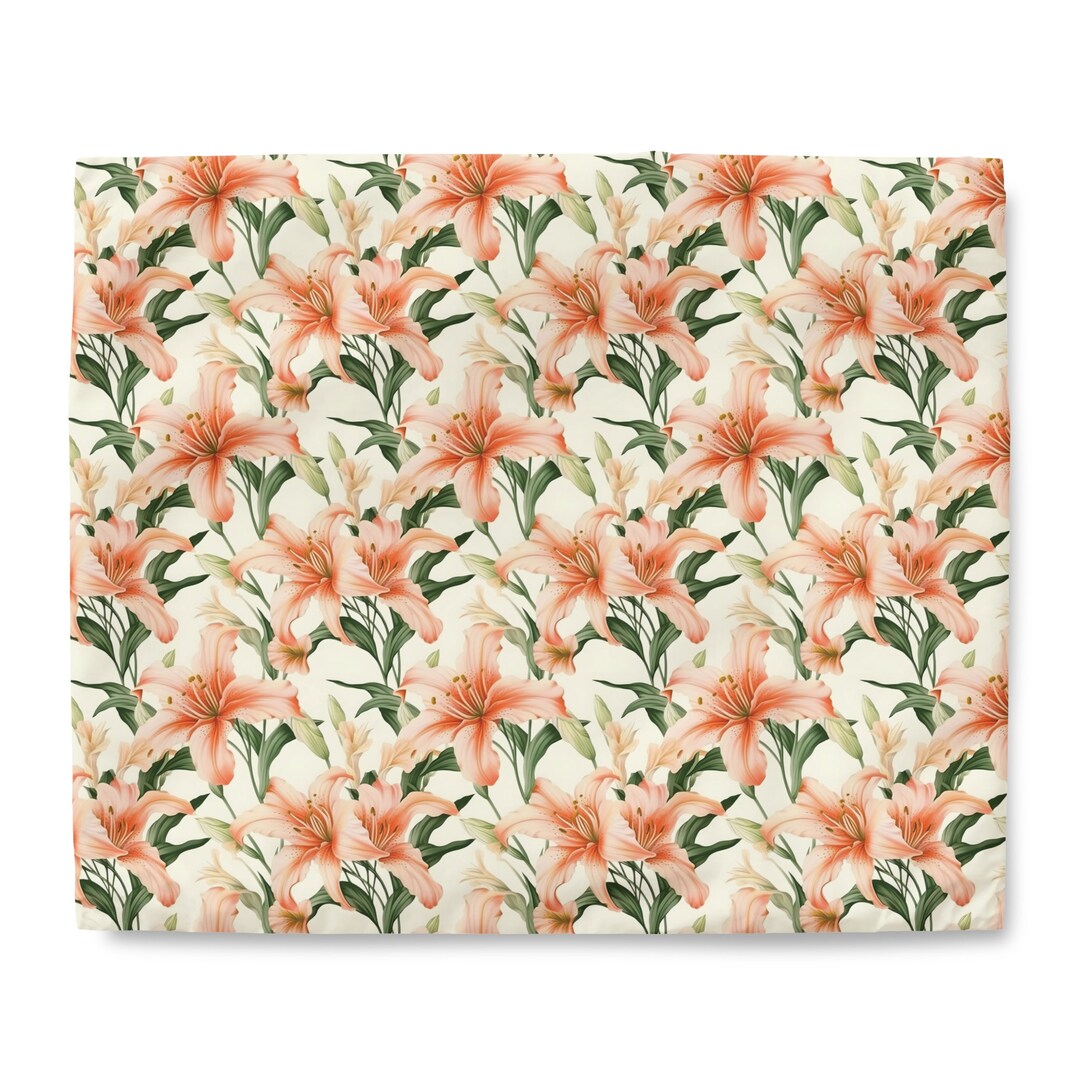 Apricot Sparkles Daylilies Duvet Cover Botanical Daylily - Etsy