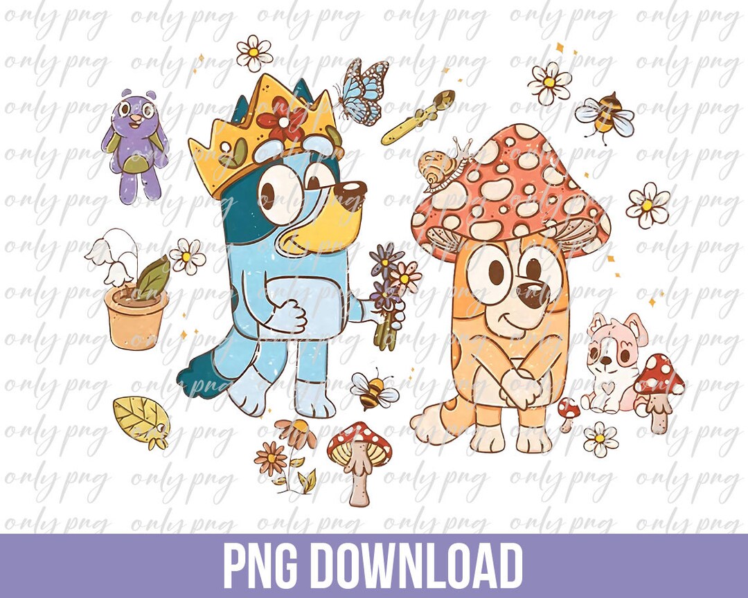 Bluey and Bingo in Crowns PNG Bluey Bingo With Crown and - Etsy