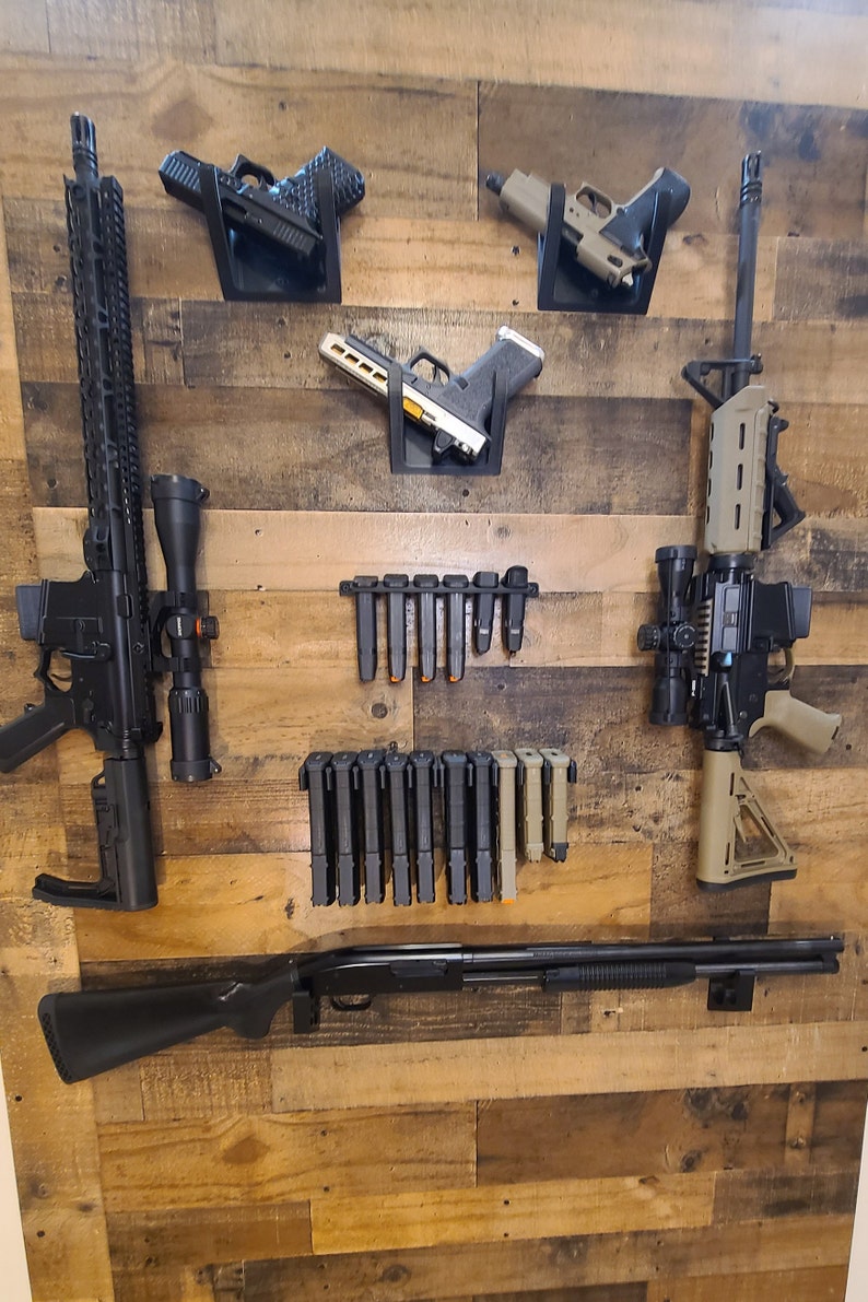 Gun Room Wall Mount Combo Kit! 2 Ars, 3 Pistols, 2 Long Guns, and Mag ...