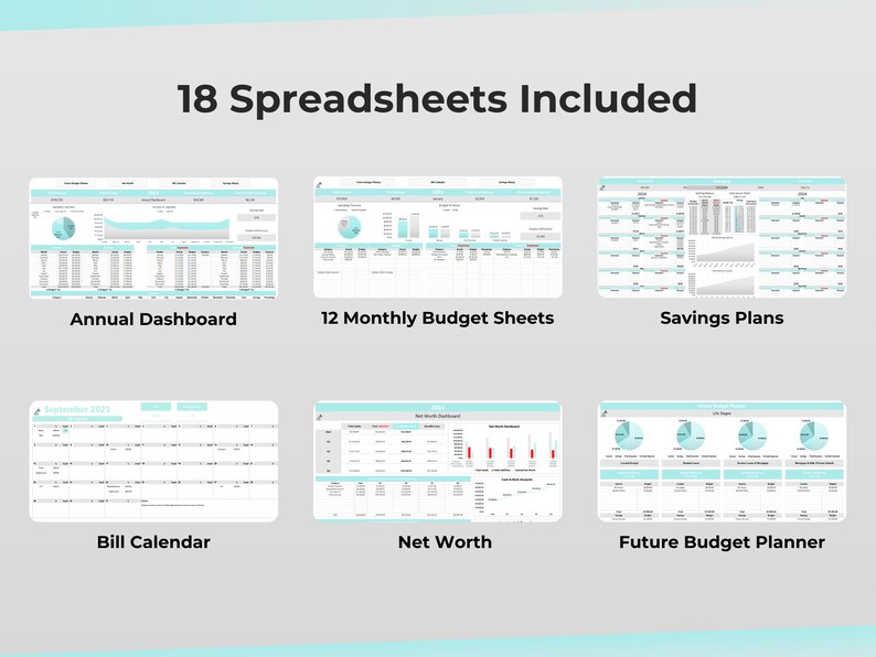 Annual Budget Spreadsheet for Excel, Budget Template, Bill Calendar ...