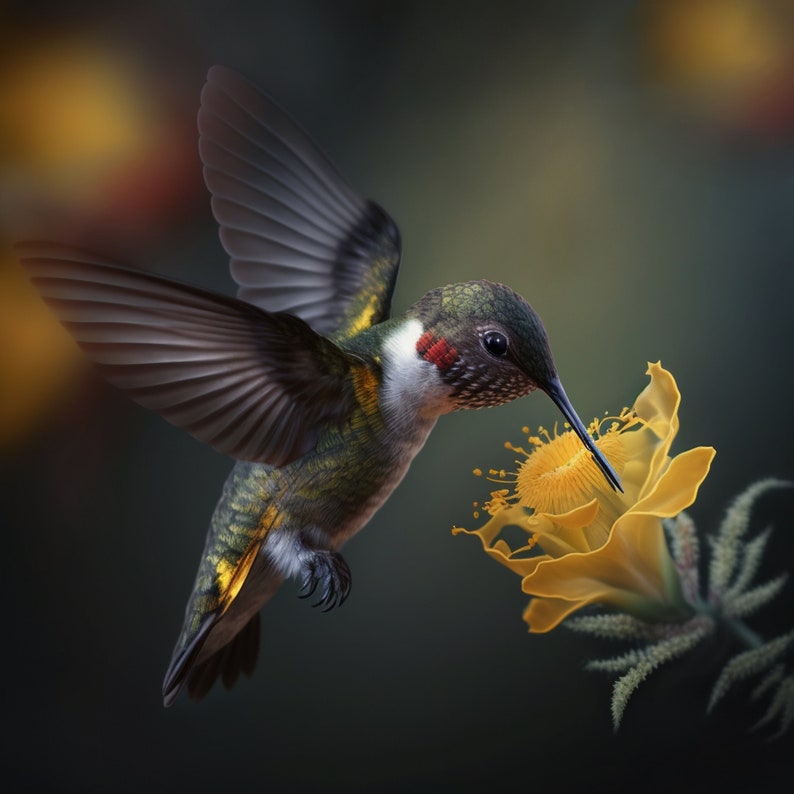 DIGITAL DOWNLOAD Hummingbird Hover With Yellow Flower - Etsy