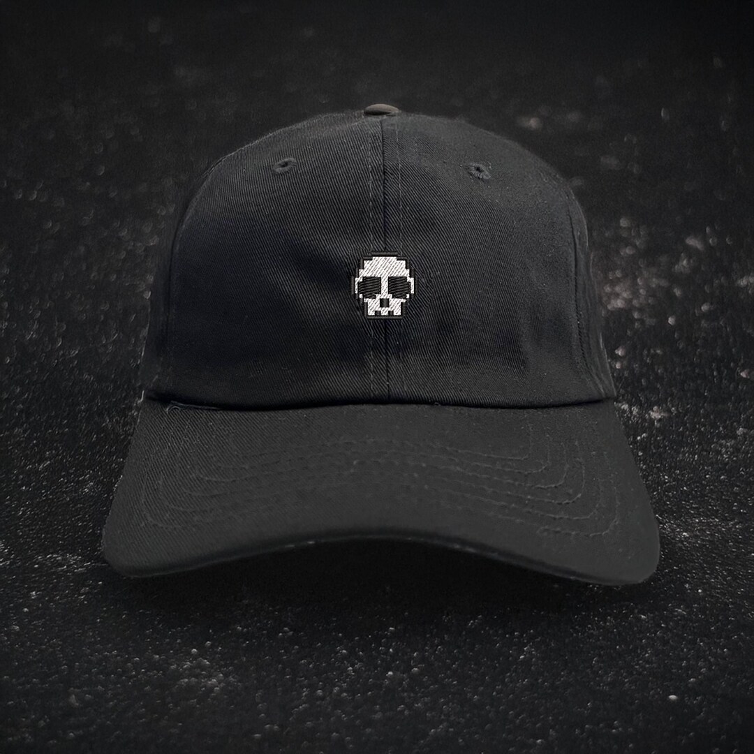 8-bit Skull Hat – Pixel Embroidered Dad Cap | Retro Gamer Skull Cap ...
