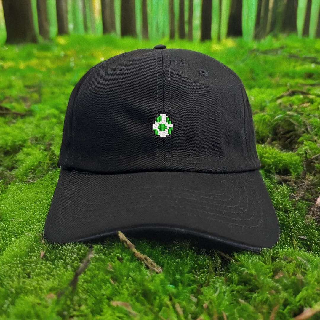 8-bit Egg Hat – Pixel Embroidered Gamer Cap | Yoshi Egg Inspired Dad ...