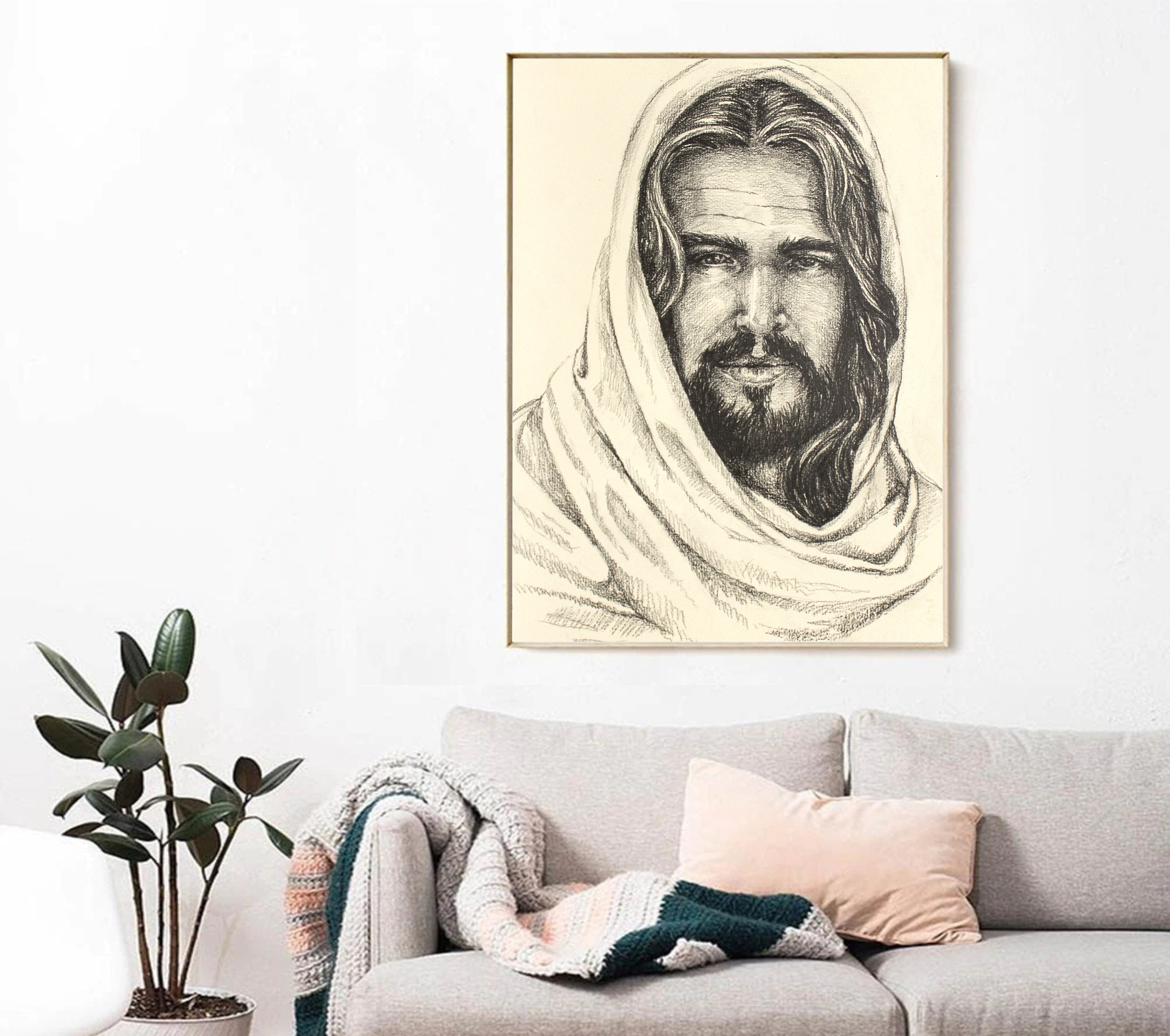 Jesus Drawing Jesus Portrait Jesus LDS ART Black and White Jesus Christ ...