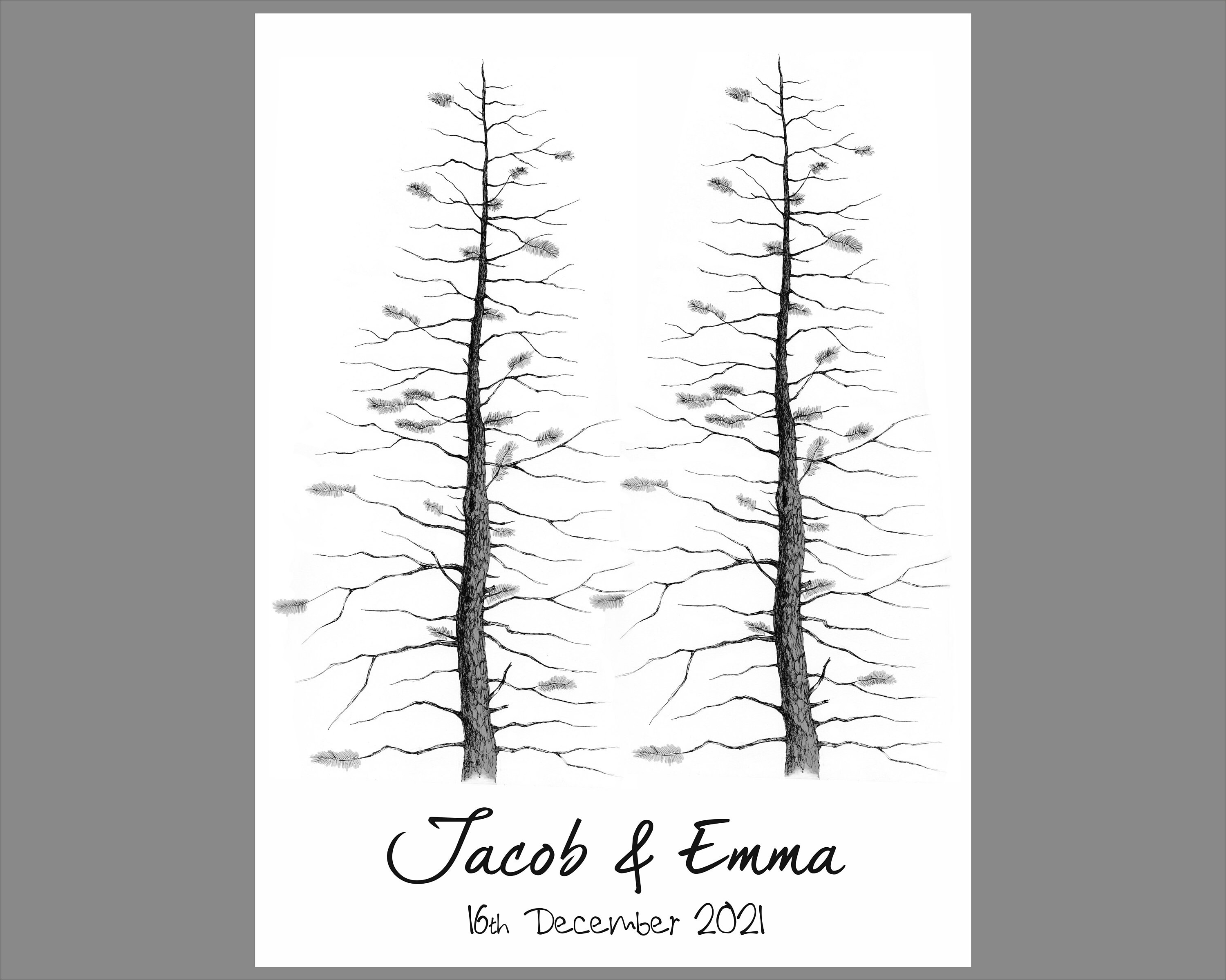 Wedding Guest Book Alternative Tree Double Pine Two Pines Rustic ...