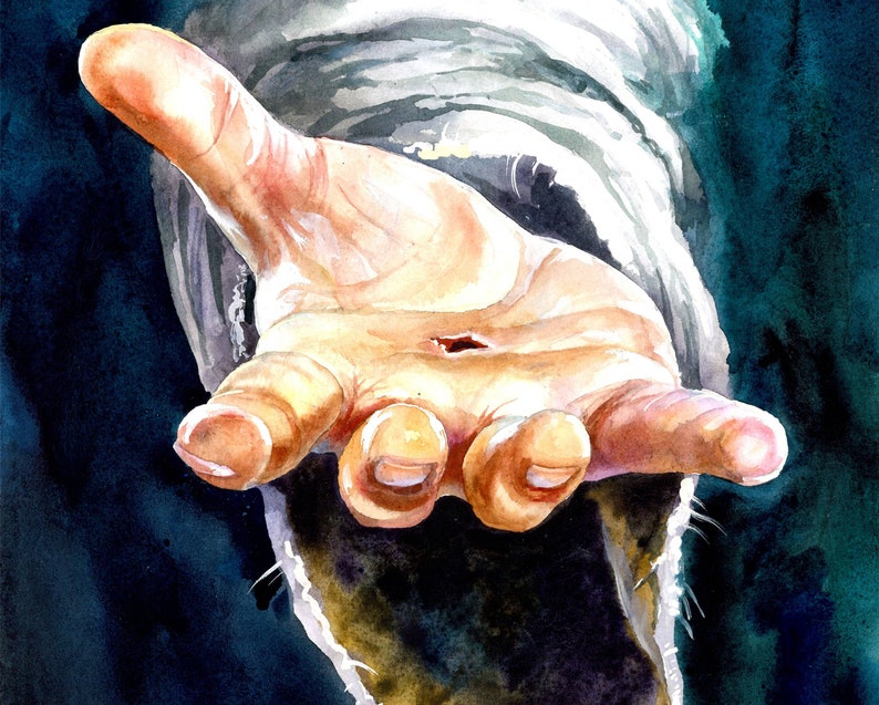 Jesus Painting Hand of Jesus LDS ART Watercolor Jesus Christ Hand of ...