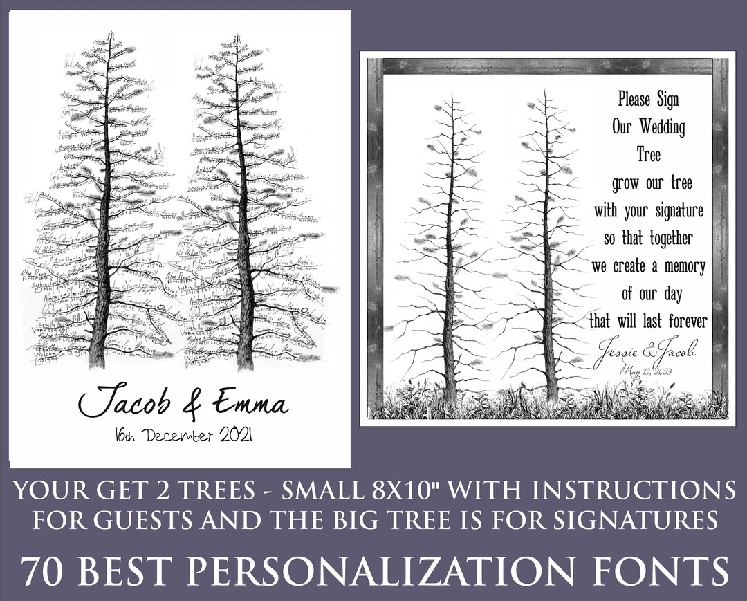 Wedding Guest Book Alternative Tree Double Pine Two Pines Rustic ...